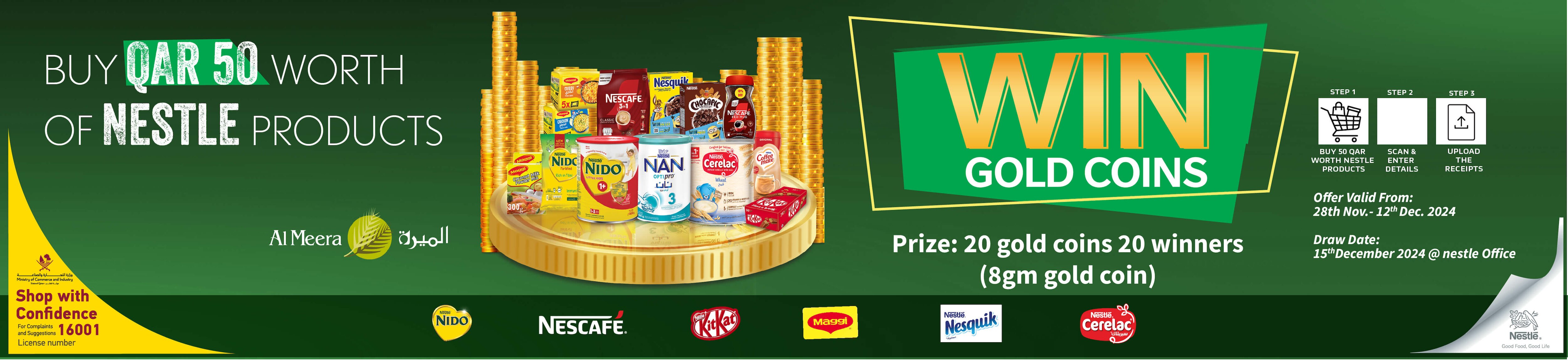 Almeera Buy and Win Gold Coins Qatar Campaign | Nestle Family